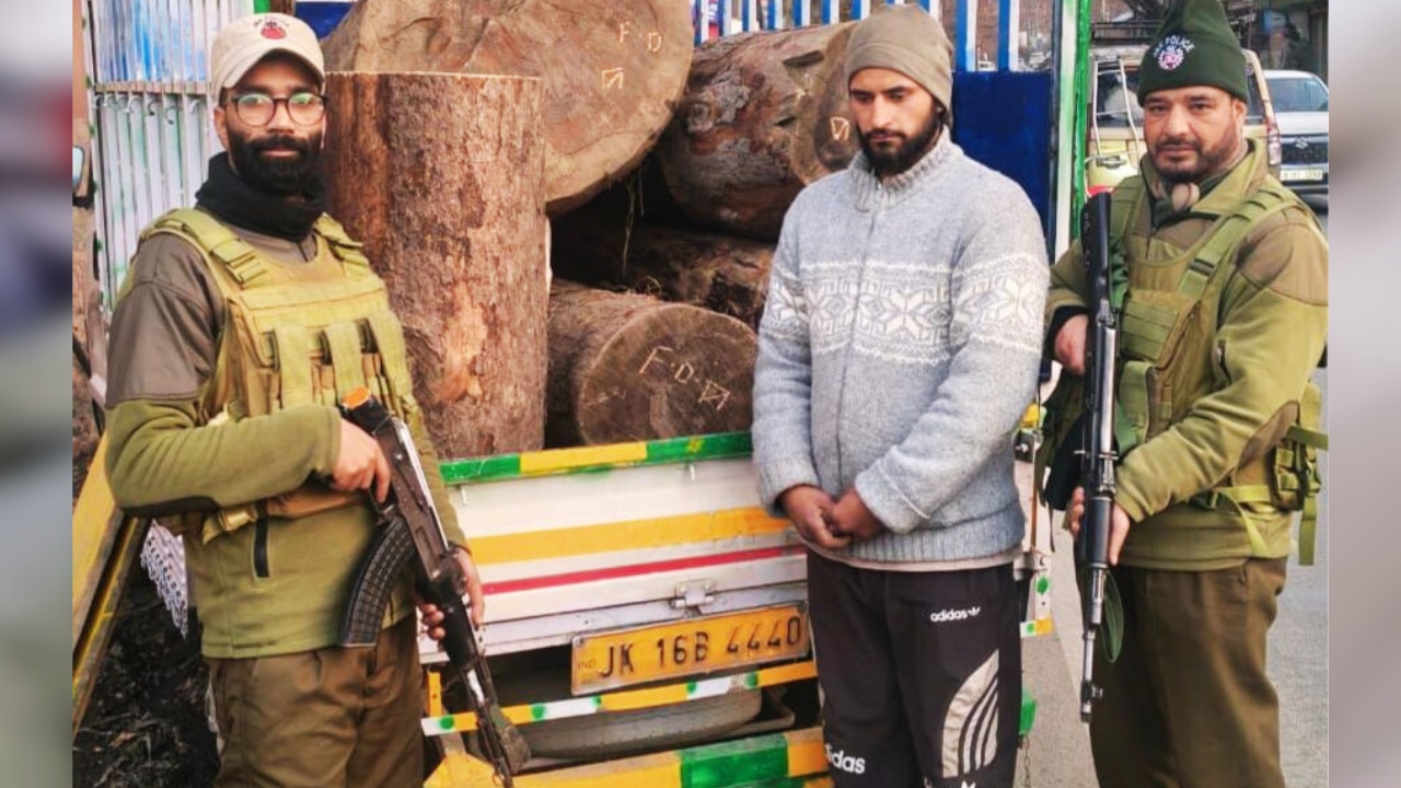 गांदरबल में अवैध लकड़ी तस्करी का भंडाफोड़, वाहन समेत तस्कर पुलिस के ...